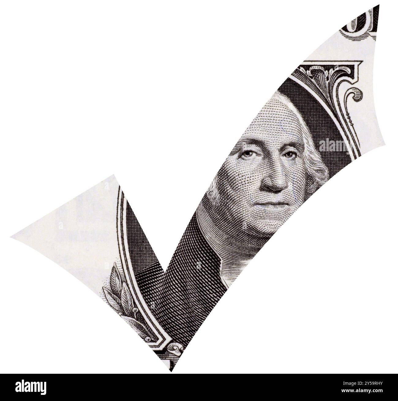 Dollar tick isolated in white Stock Photo - Alamy