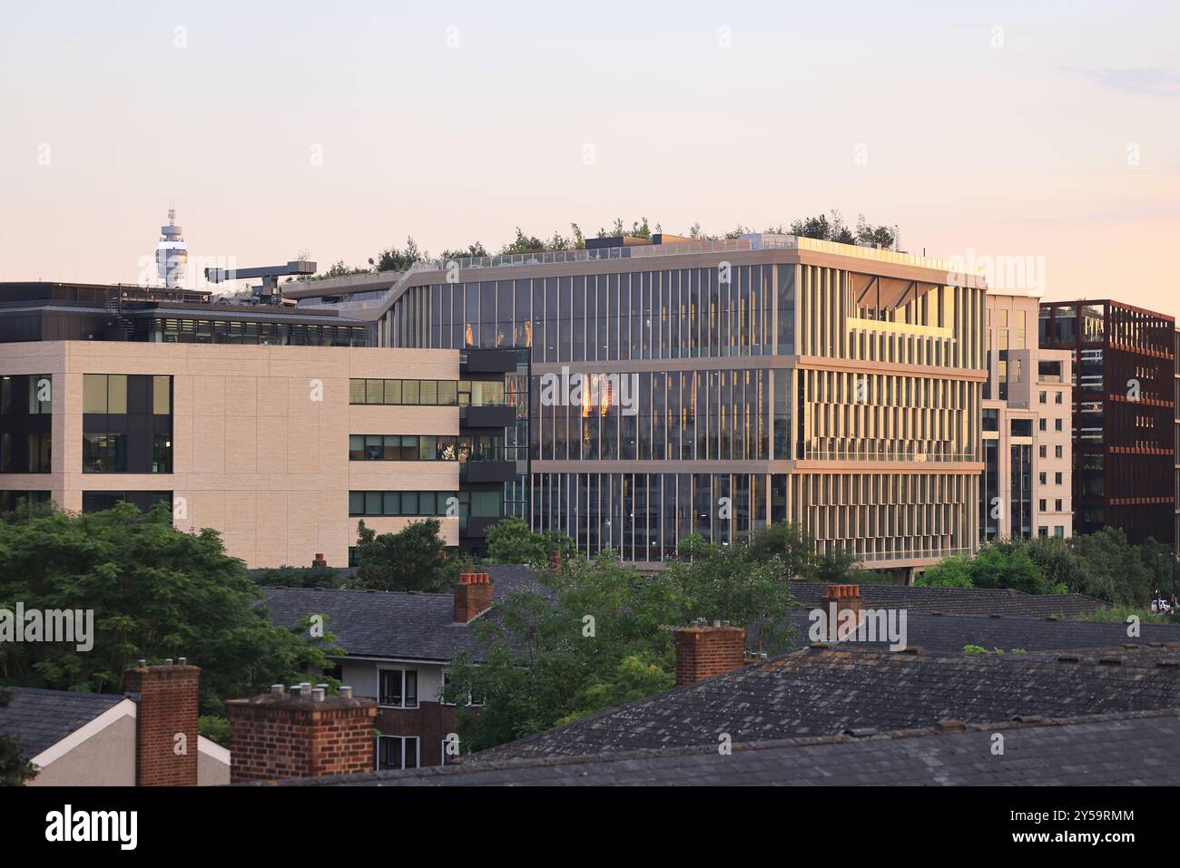The new Google HQ at King Cross with the roof garden, at sunset, in ...