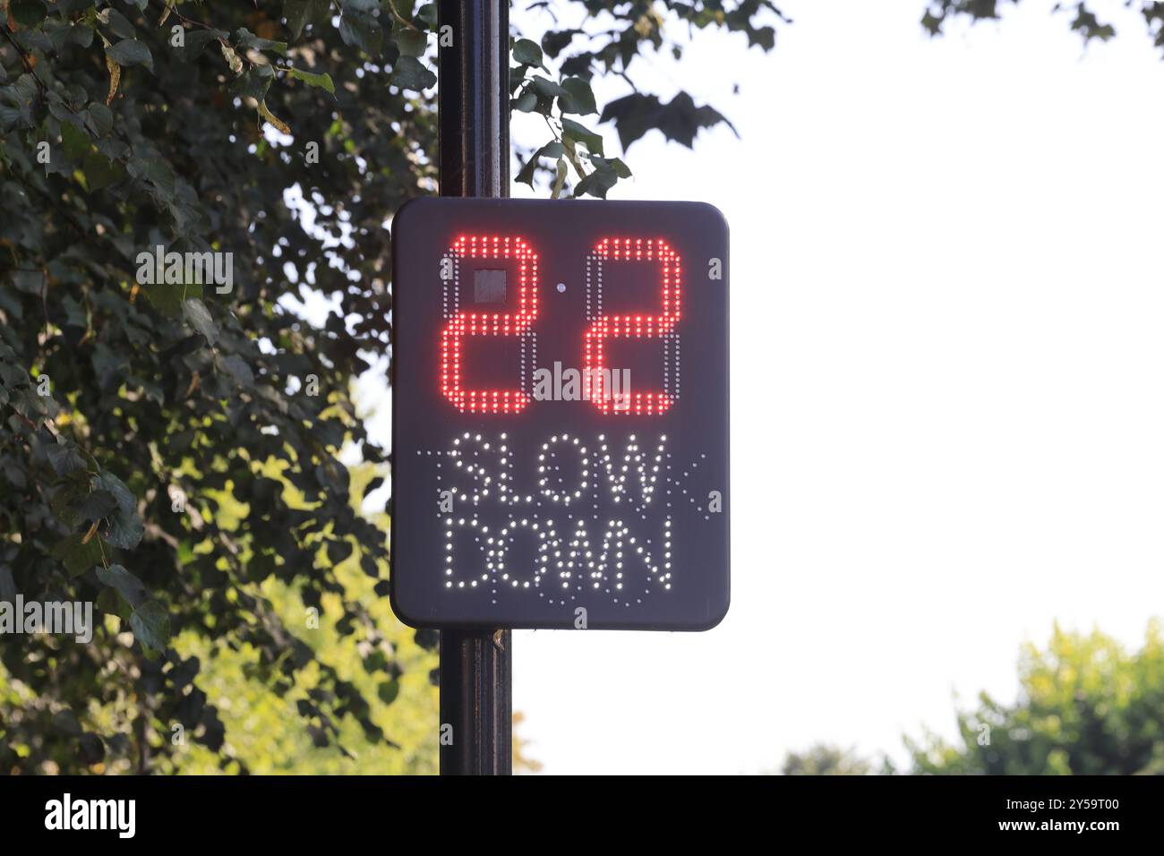 Road signs telling drivers their speed and encouraging them to keep to ...