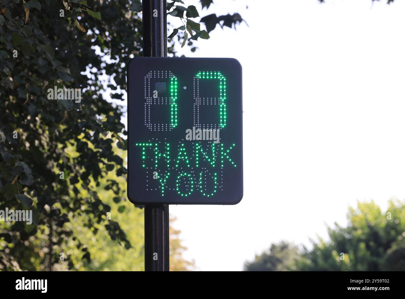 Road signs telling drivers their speed and encouraging them to keep to ...