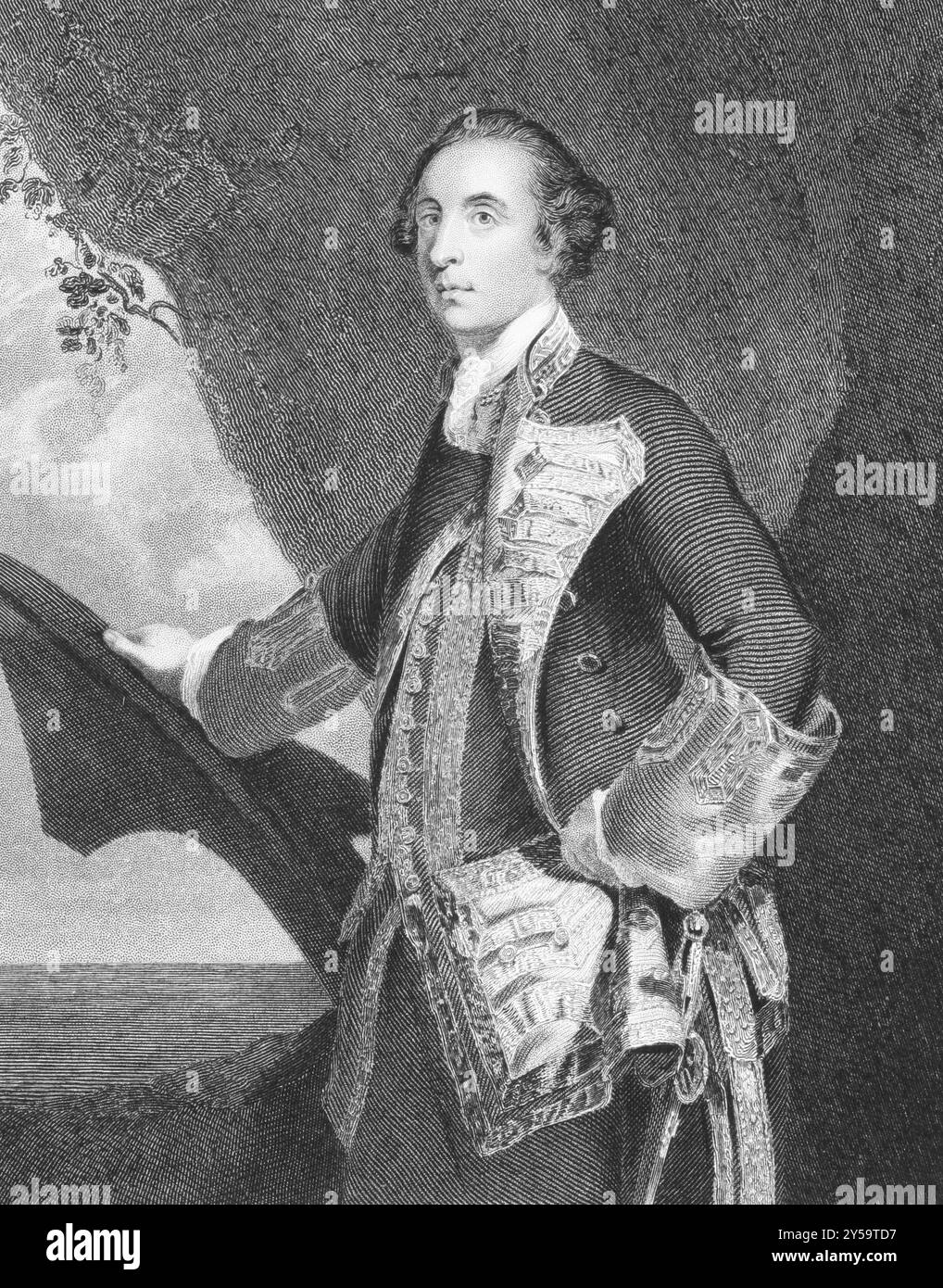 George Brydges Rodney, 1st Baron Rodney (1719-1792) on engraving from ...
