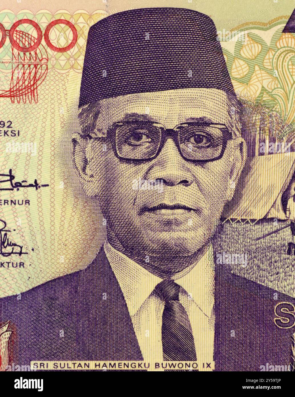 Sri Sultan Hamengku Buwono IX (1912-1988) on 10000 Rupiah 1992 Banknote ...