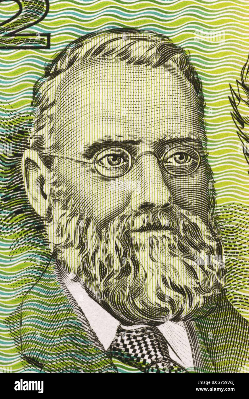 William Farrer (1845-1906) on 2 Dollars 1966 banknote from Australia ...