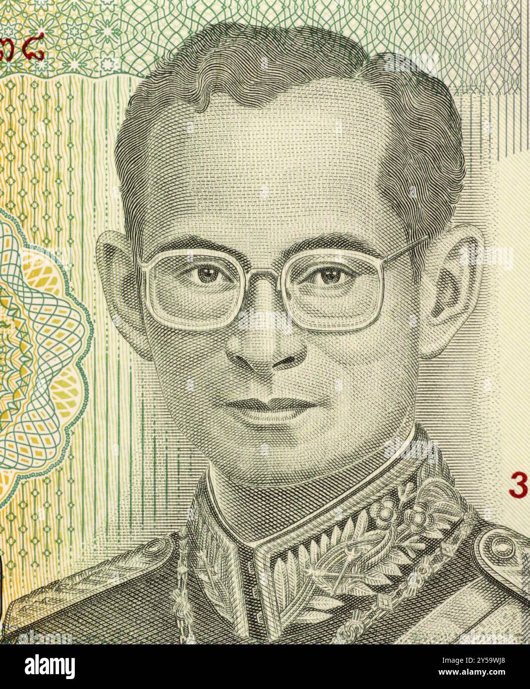 King Rama IX (born 1927) on 20 Baht 2011 Banknote from Thailand. King ...