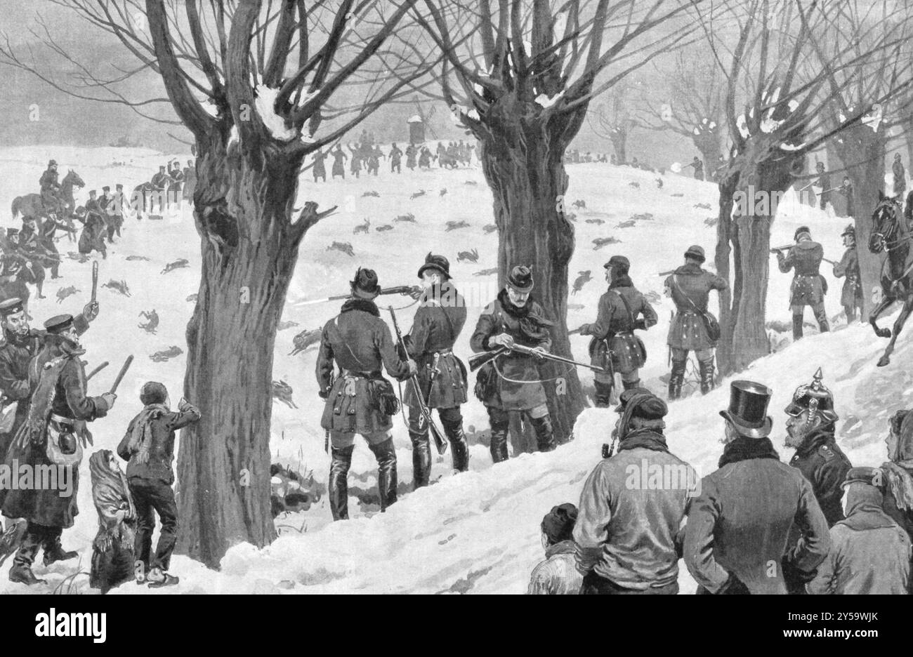 German Emperor William Hare Shooting on engraving from the 1800s ...