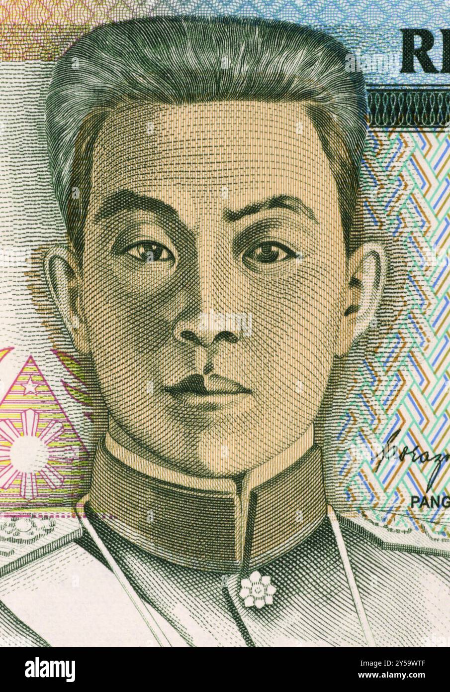Emilio Aguinaldo (1869-1964) on 5 Piso 1990 Banknote from Philippines ...
