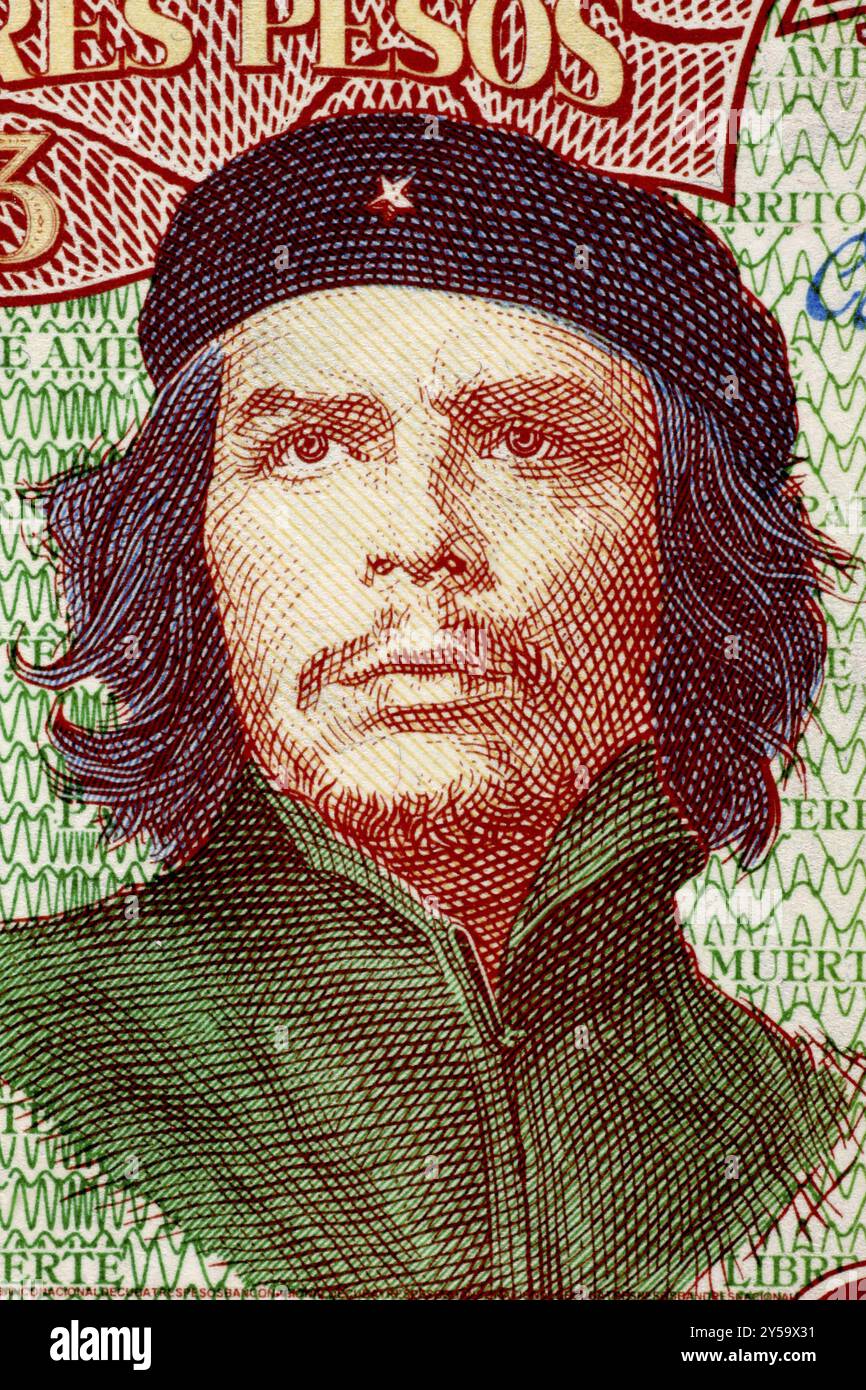 Ernesto Che Guevara (1928-1967) on 3 Pesos 1995 Banknote from Cuba. An ...