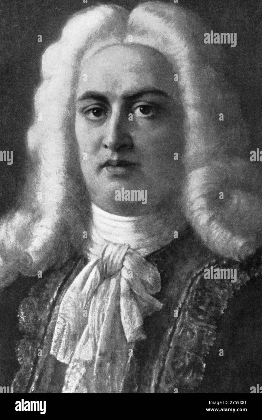 George Frideric Handel (1685-1759) on engraving from 1908. German ...