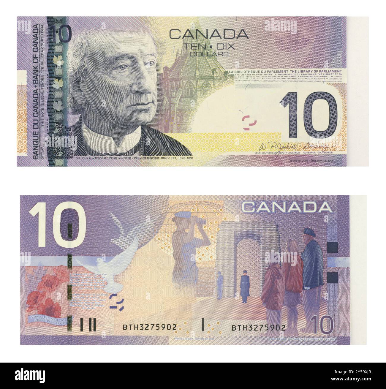 10 canadian dollars isolated in white Stock Photo - Alamy