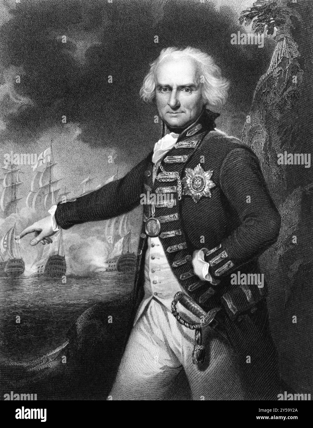 Alexander Hood, 1st Viscount Bridport (1726-1814) on engraving from ...