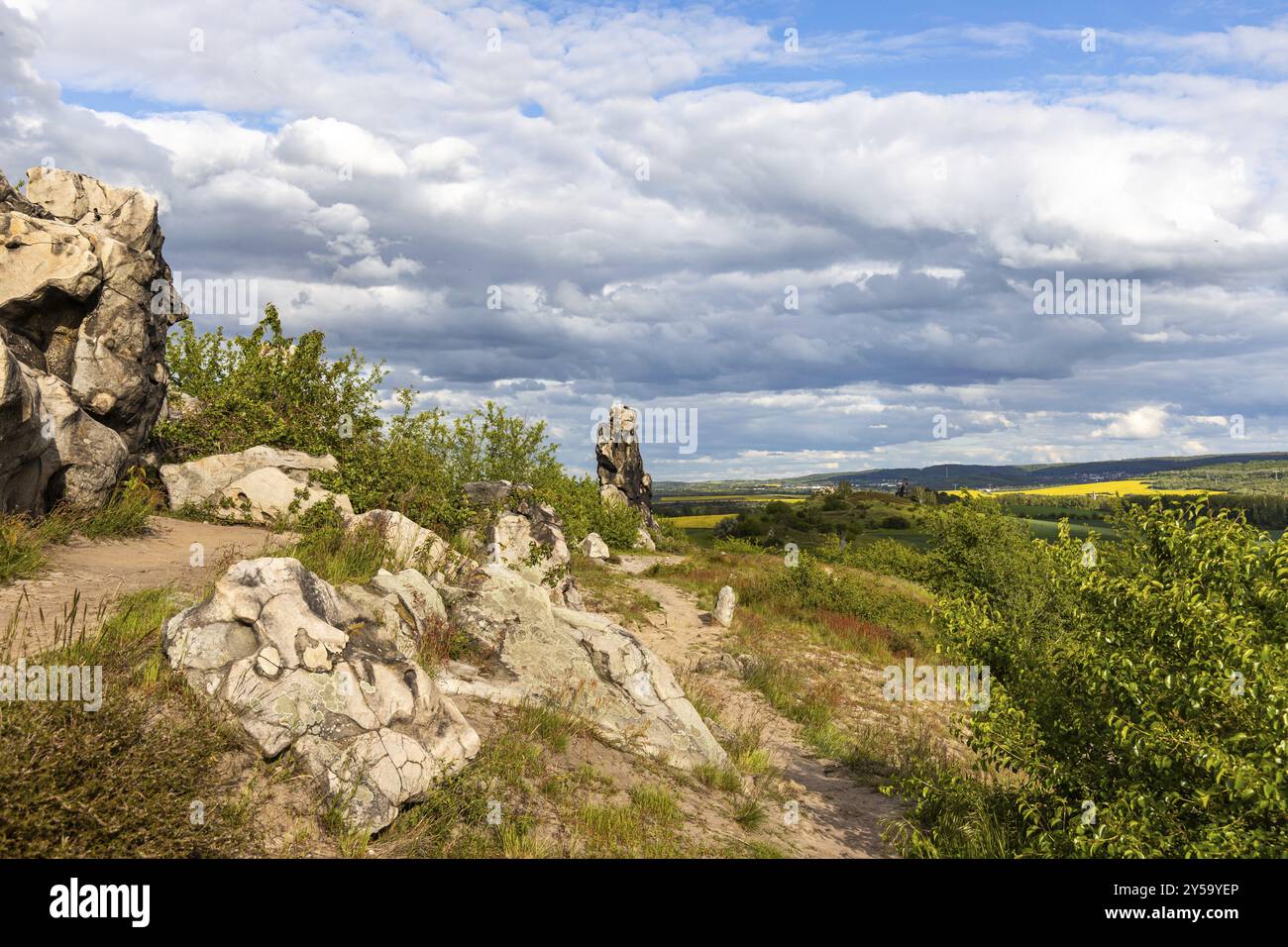 Nature experience Devil's Wall Harz near Thale hiking on the Devil's Wall Trail Stock Photo - Alamy