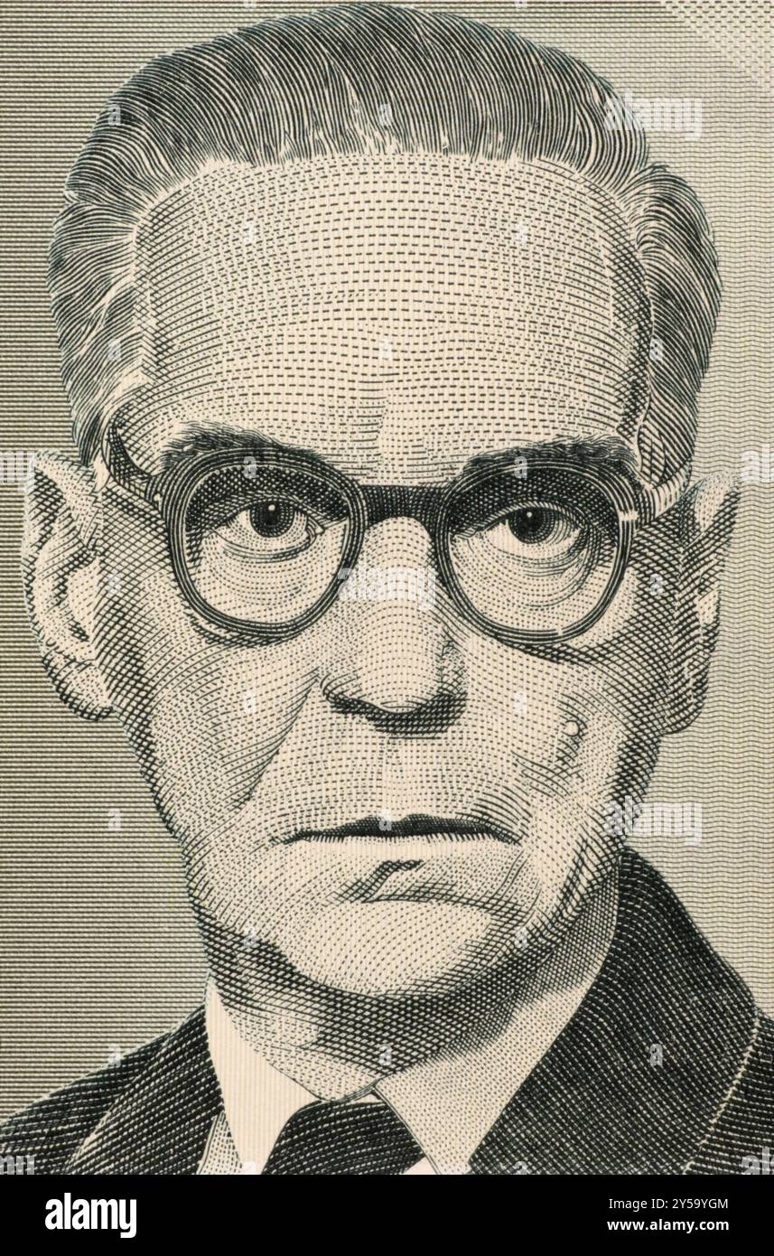 Ivo Andric (1892-1975) on 10 Million Dinara 1994 Banknote from ...