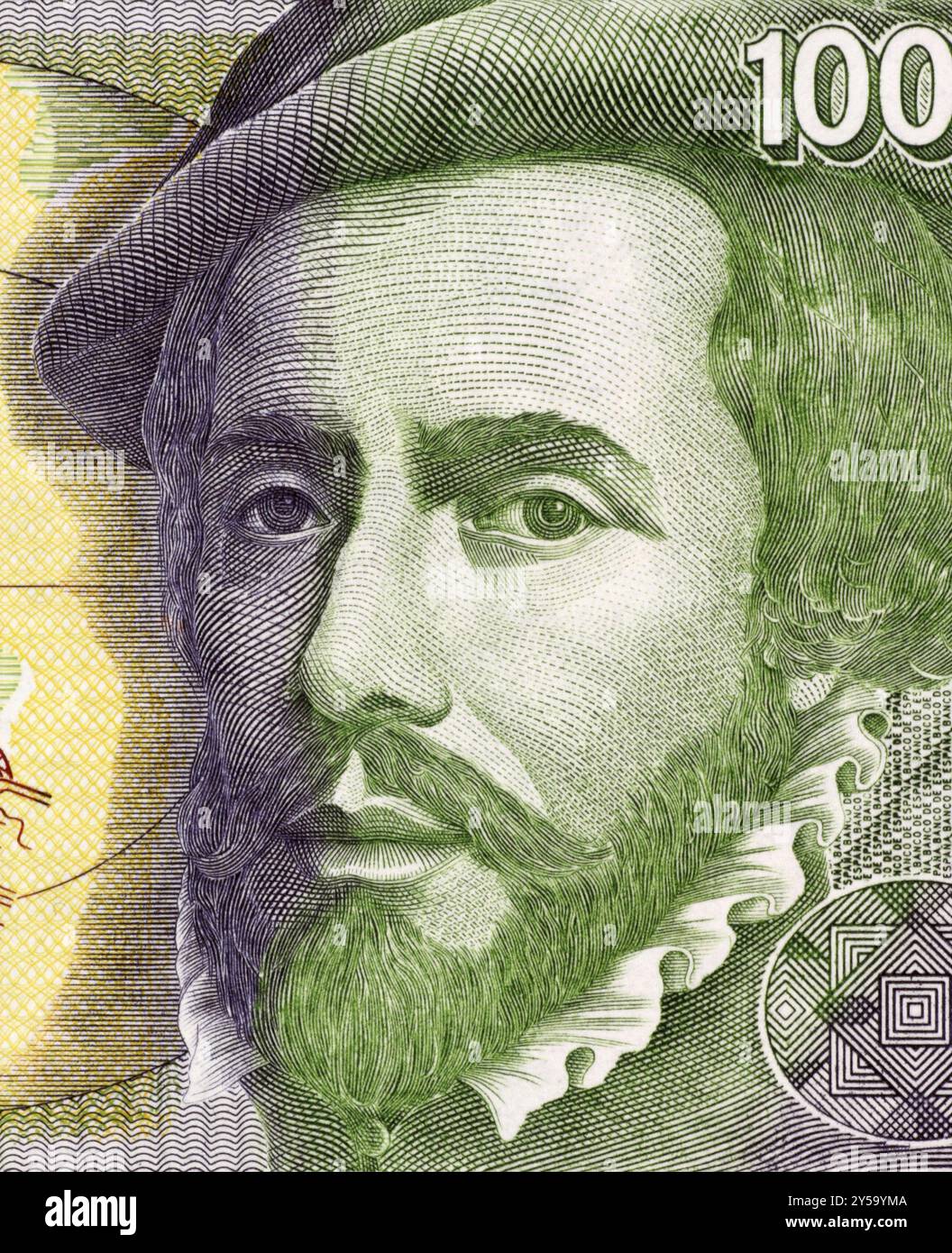 Hernan Cortes (1485-1547) on 1000 Pesetas 1992 Banknote From Spain ...