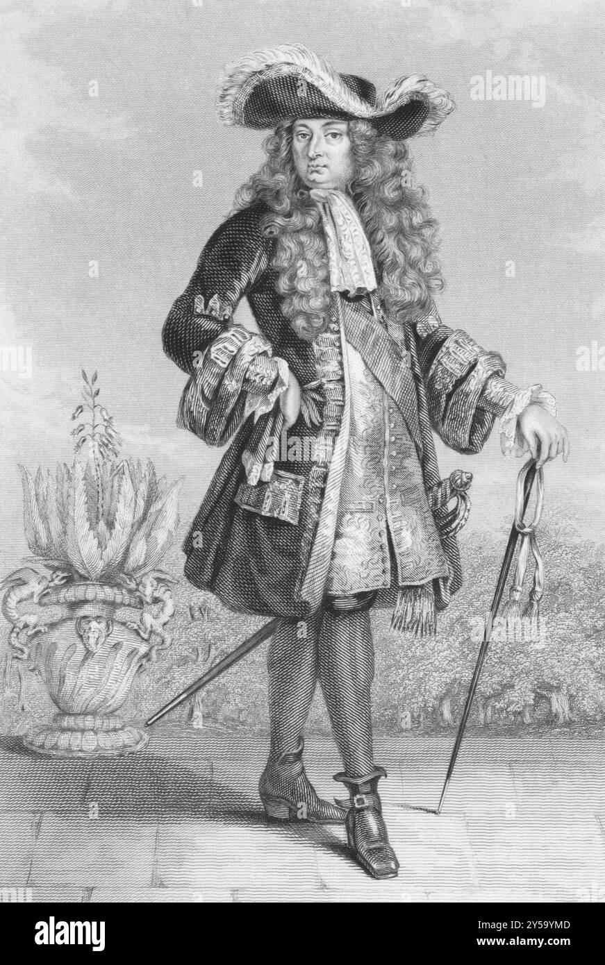 Louis XIV of France (1638 -1715) on engraving from 1886. King of France ...