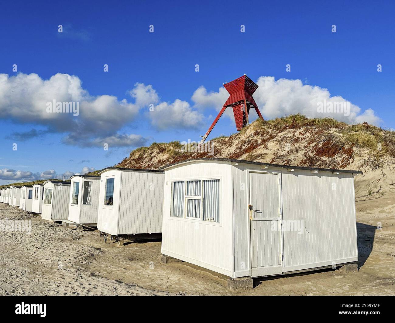 Beach houses on the beach in Blokhus, Denmark, Europe Stock Photo - Alamy