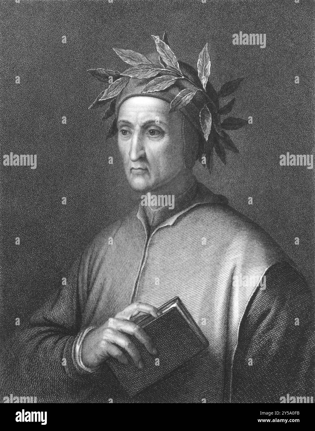 Dante Alighieri (1265 -1321) on engraving from the 1800s. Italian poet ...