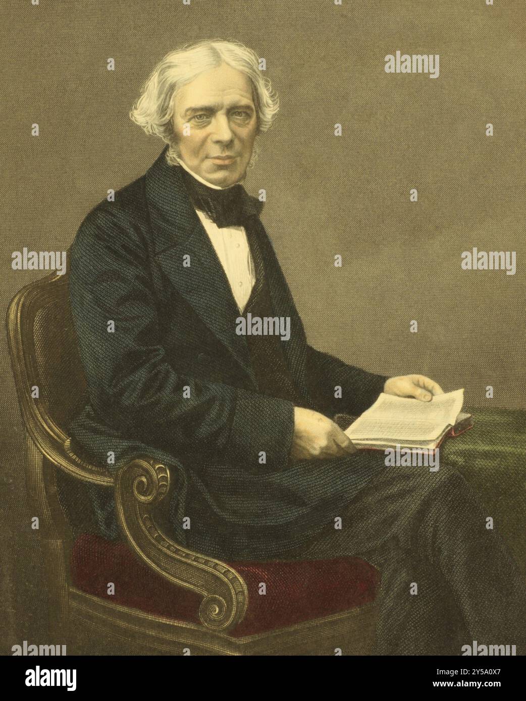 Michael Faraday (1791-1867) on engraving from the 1800s. English ...