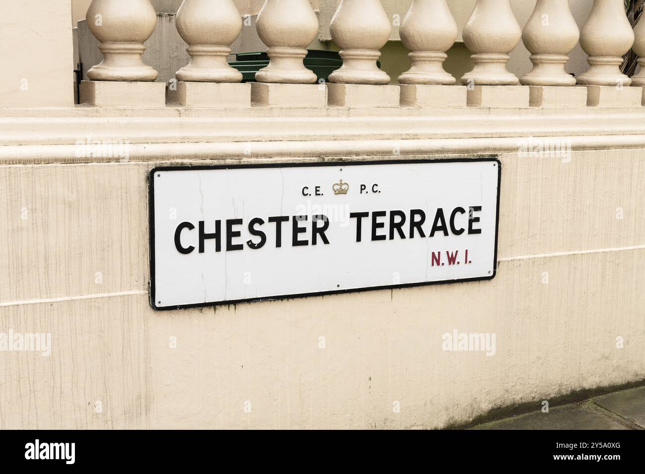 Chester Terrace, Road Name Board, London NW1 Stock Photo - Alamy