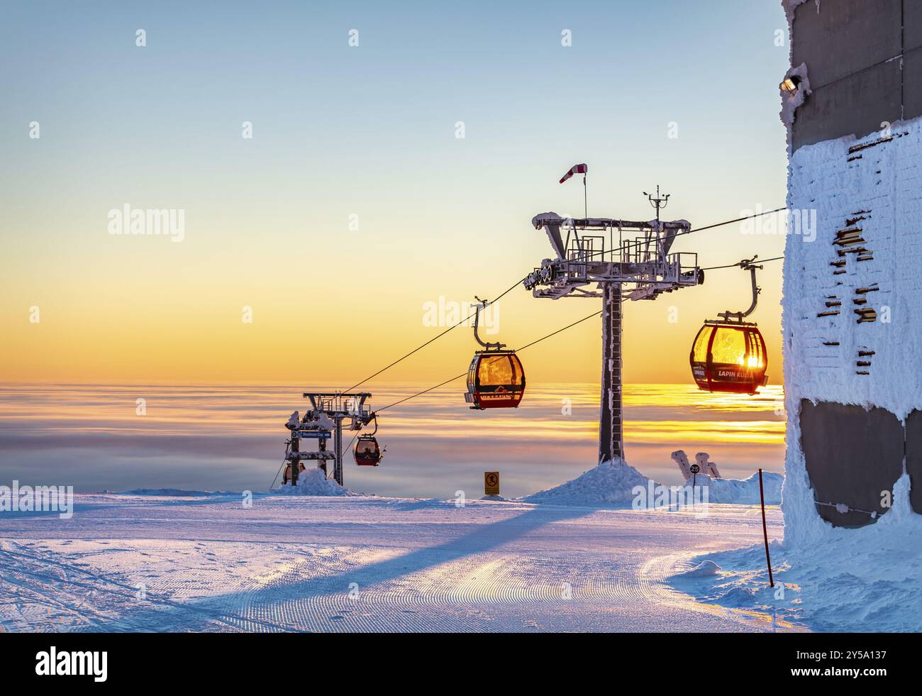 Cable Car Ski Lift, Yllas, Finland, Europe Stock Photo - Alamy