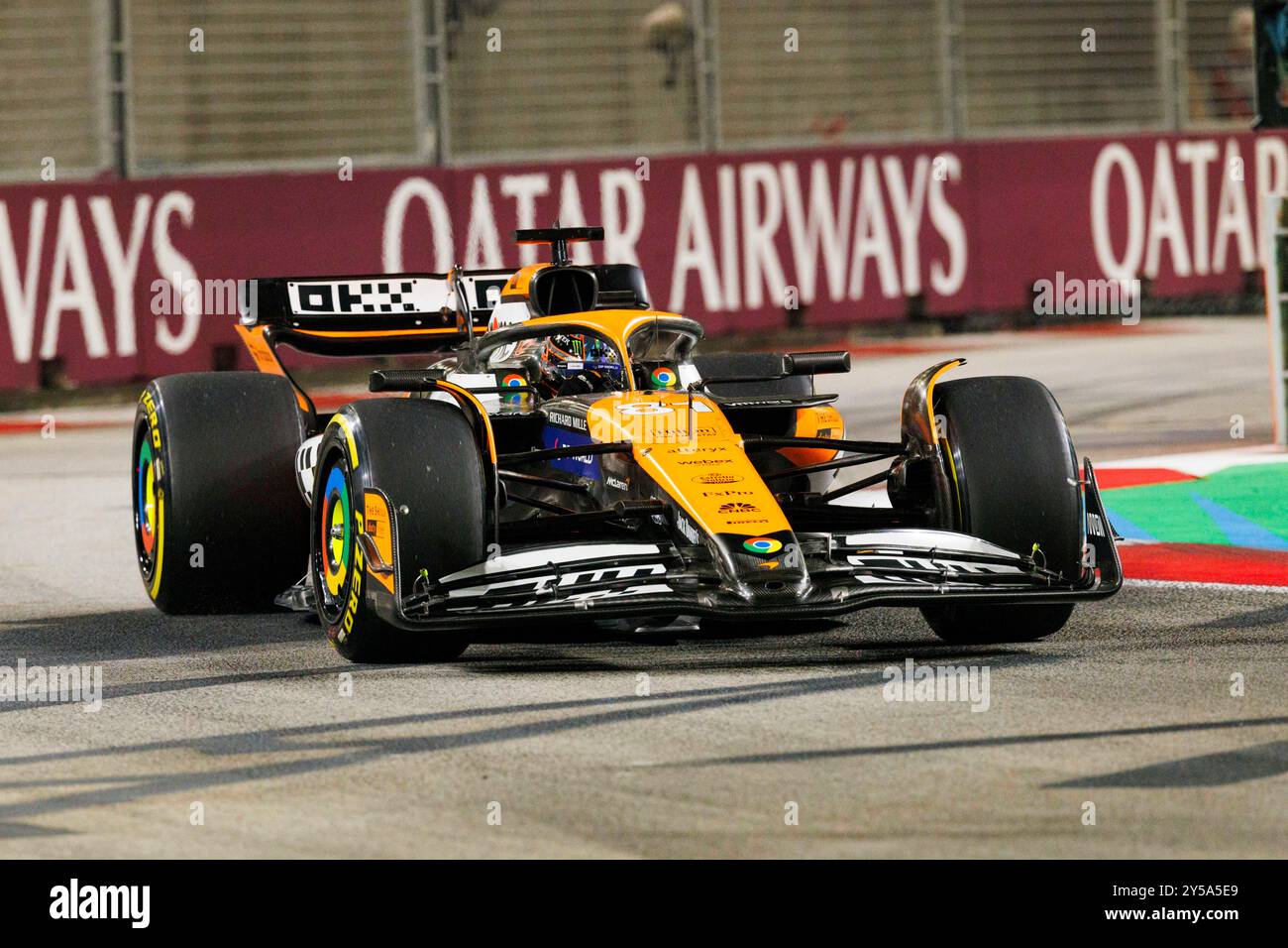 Singapore, Singapore. 20th Sep, 2024. Oscar Piastri of Australia drives ...