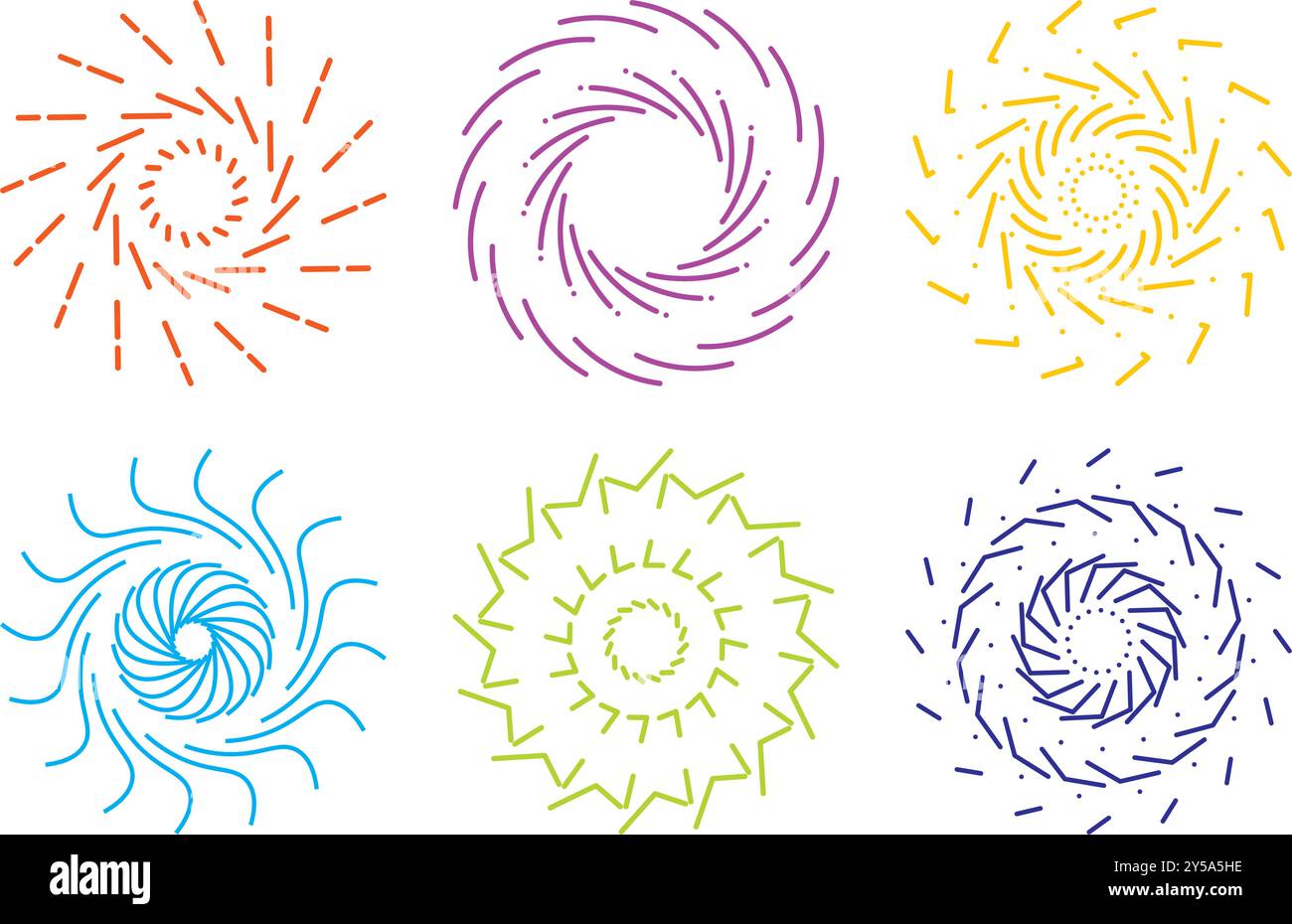A series of colorful radial swirl circles. Vector illustration Stock ...
