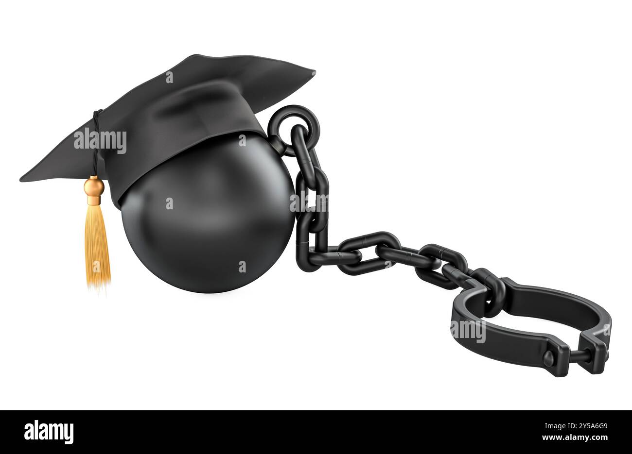 Graduation cap on the prison shackle. Debt education or prison ...