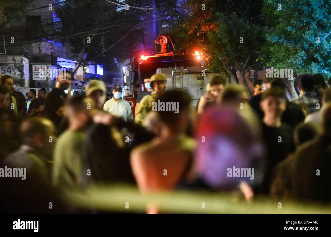 Beirut, Lebanon. 20th Sep, 2024. Lebanese civil defense teams launch an ...