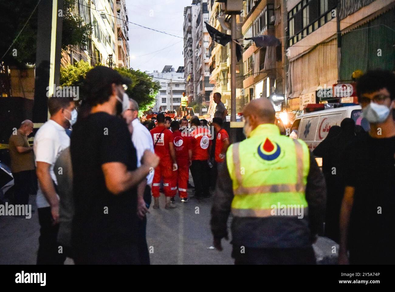 Beirut, Lebanon. 20th Sep, 2024. Lebanese civil defense teams launch an ...