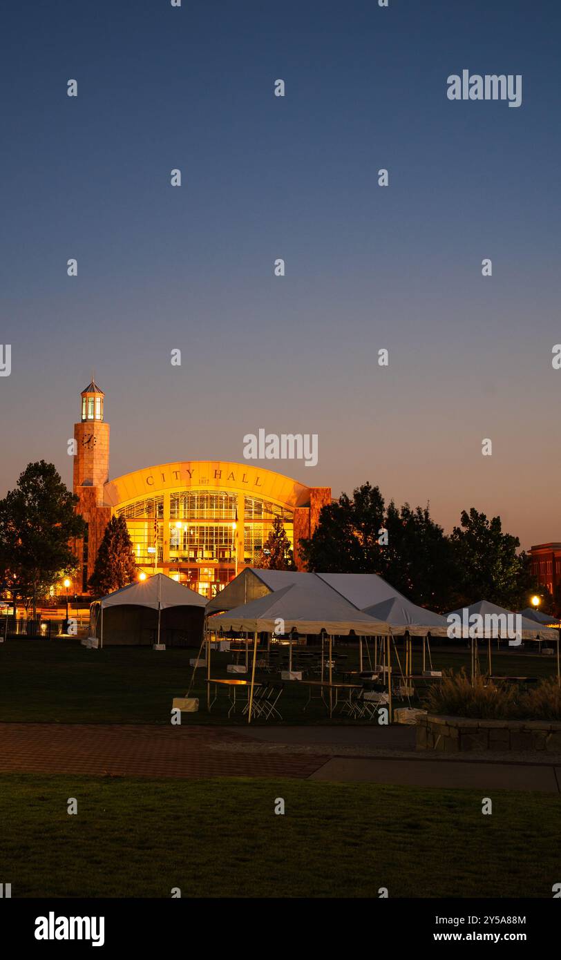 Long exposure of Suwanee town hall in Suwanee, Georgia taken during ...