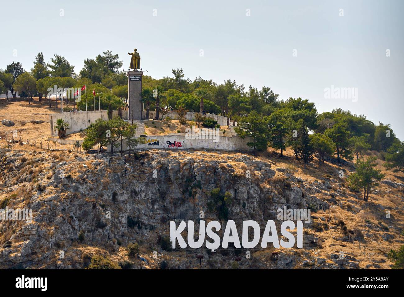 Kusadasi, Turkey - September 1, 2024: The statue of Mustafa Kemal ...