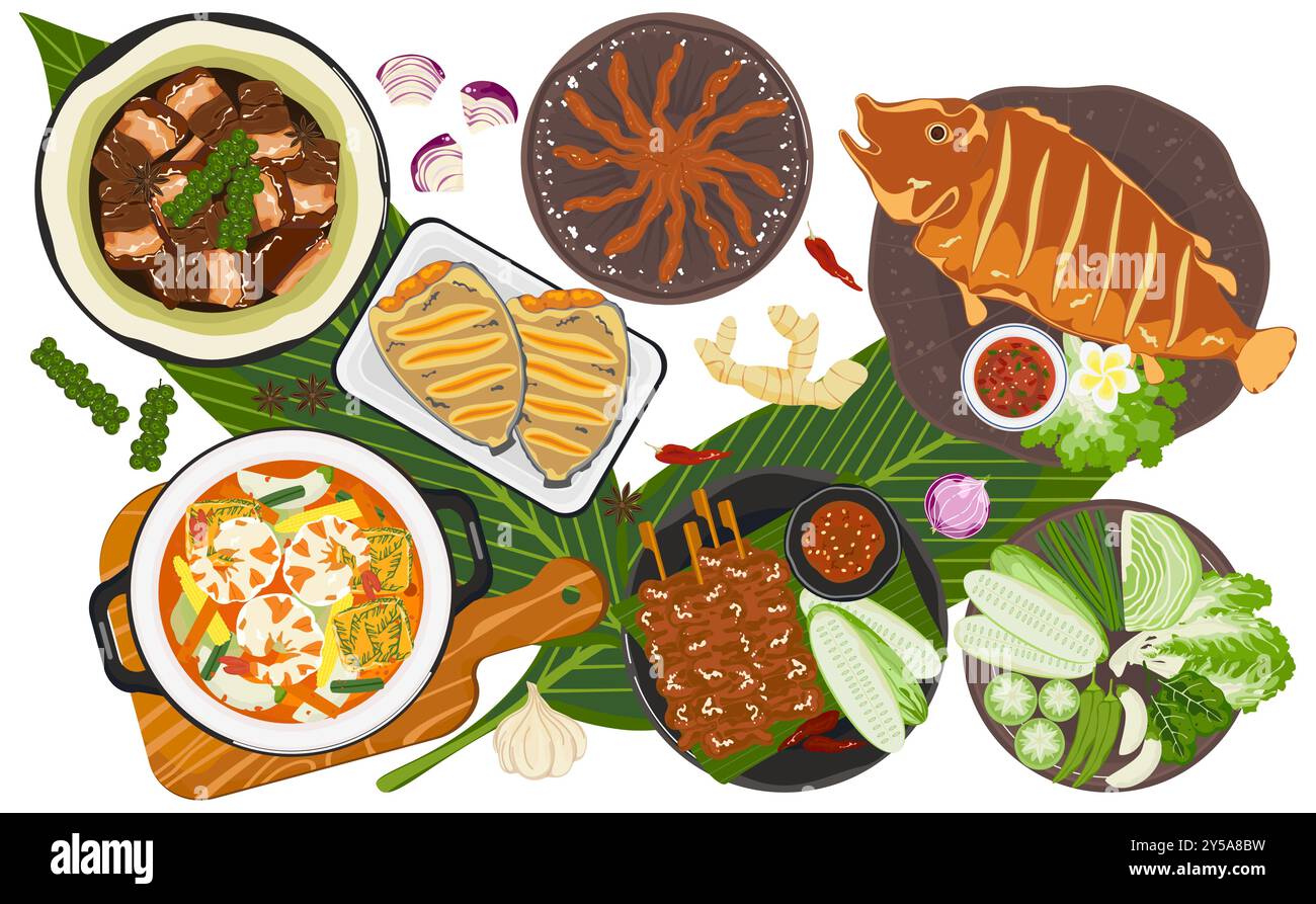 Top view spicy fish Stock Vector Images - Alamy