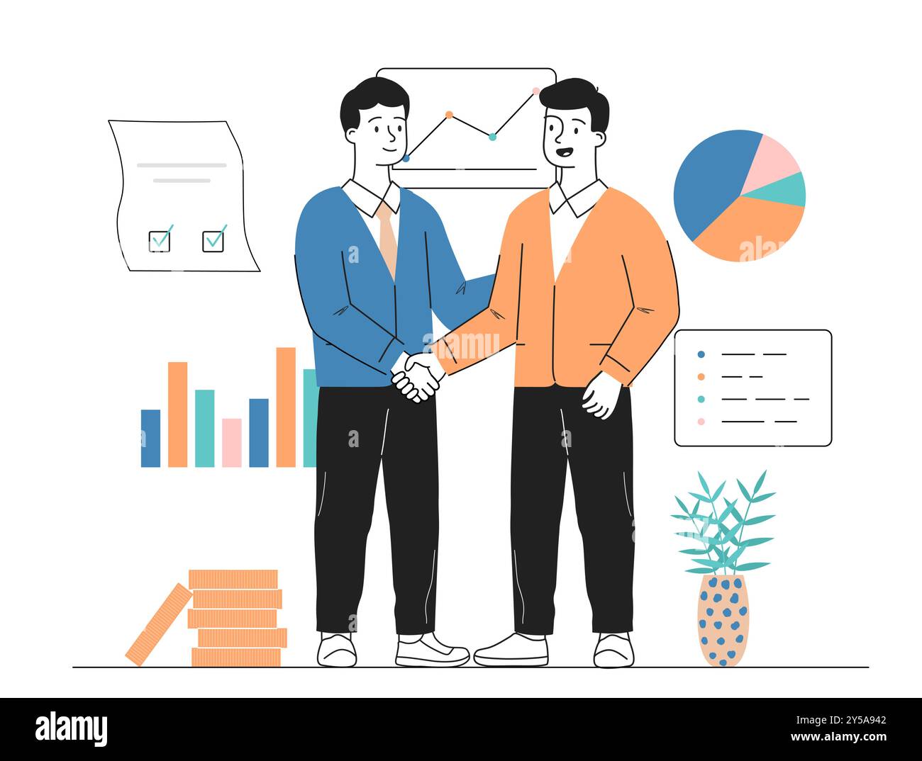 Partners working charts graphs Stock Vector Images - Alamy