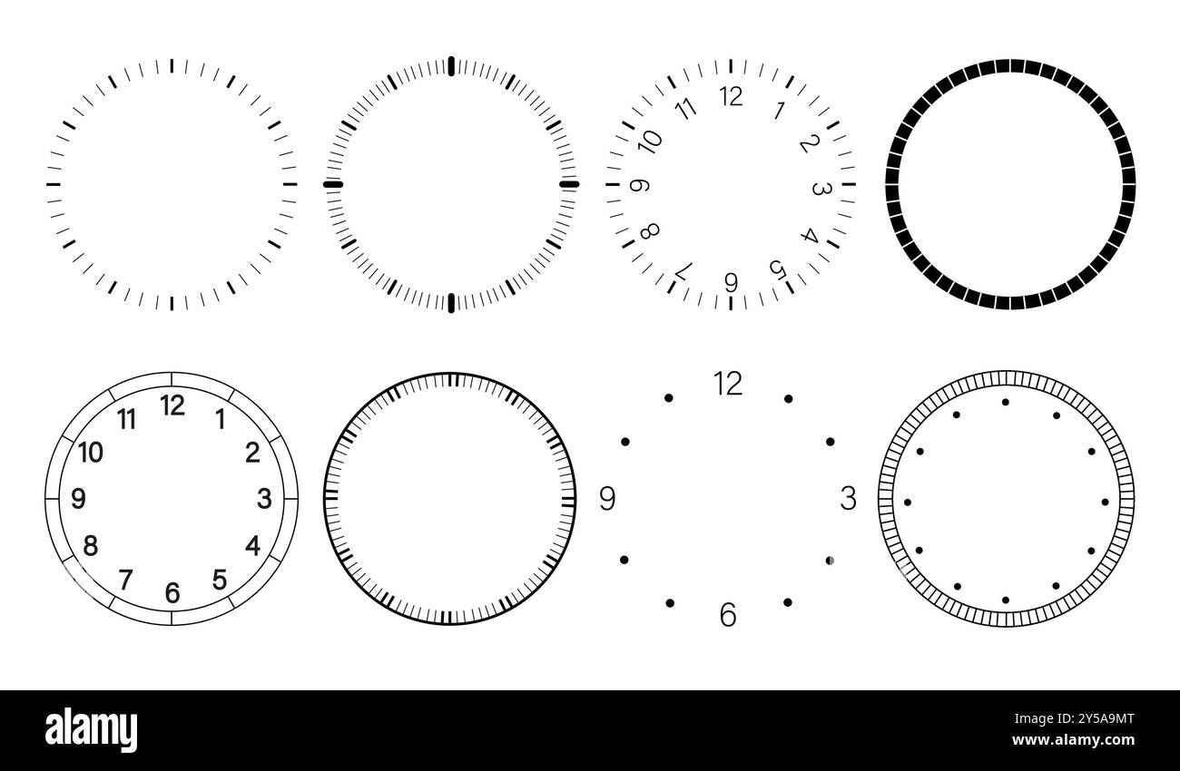 Mechanical clock set. Template for watches and infographics. Numeral ...