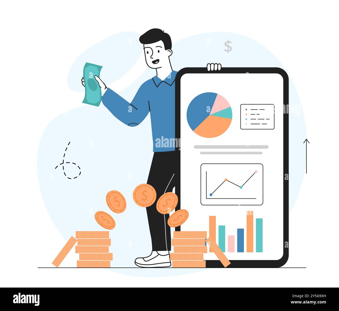 Simple line drawing financial planning Stock Vector Images - Alamy