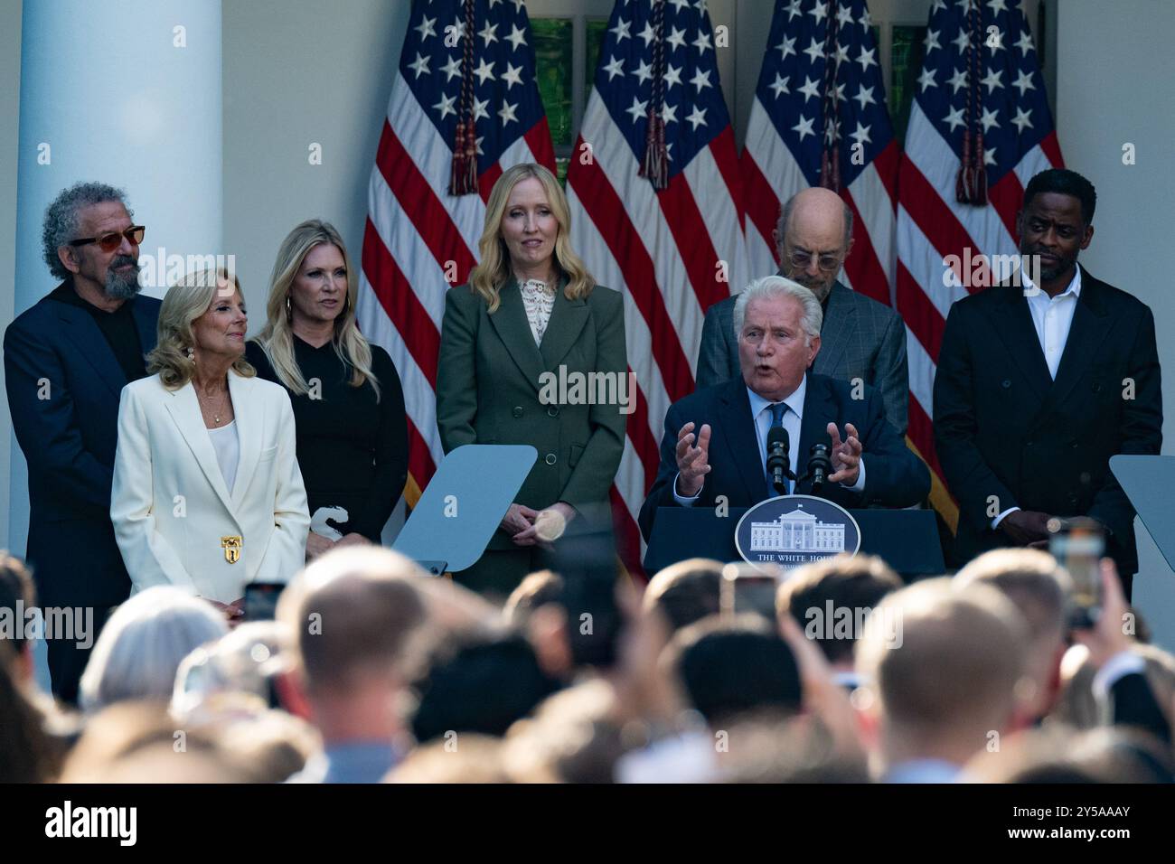 Actor Martin Sheen speaks at an event with United States First Lady Dr ...