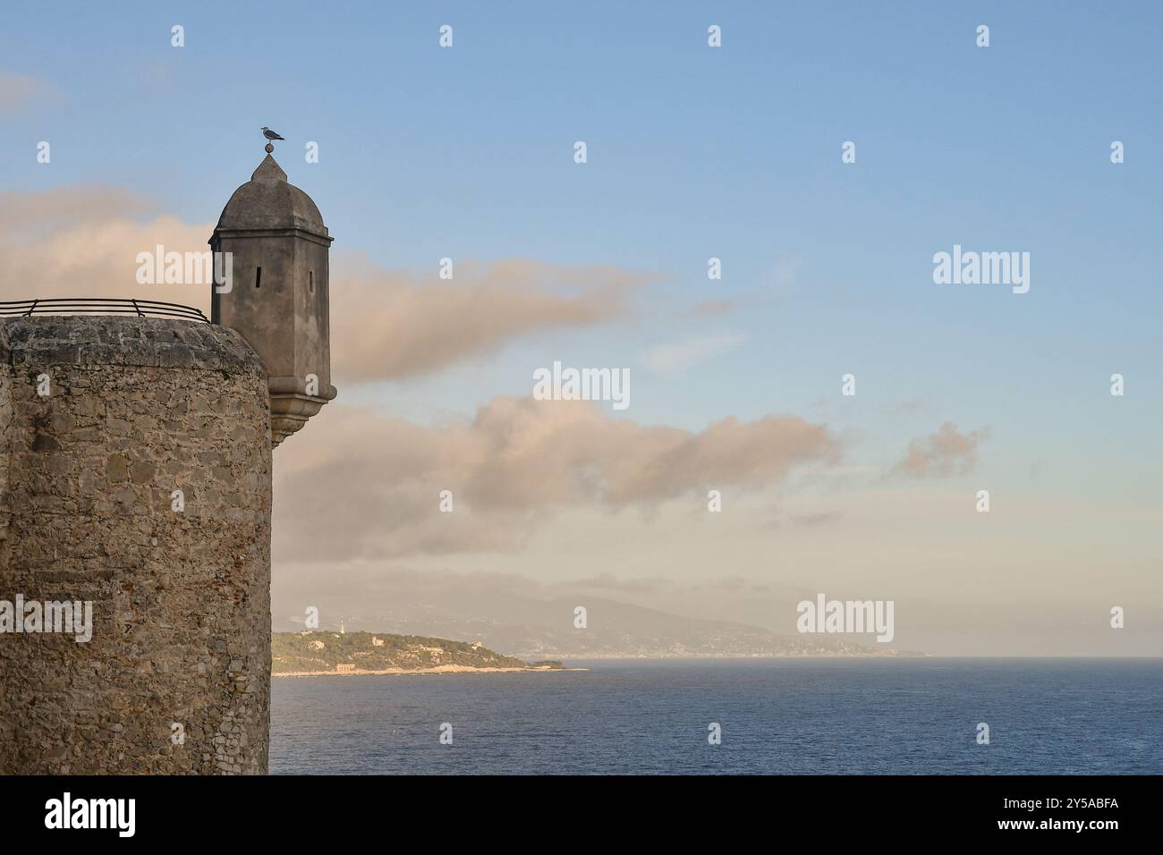 Ancient watchtower of the defensive walls of the Rock of Monaco ...