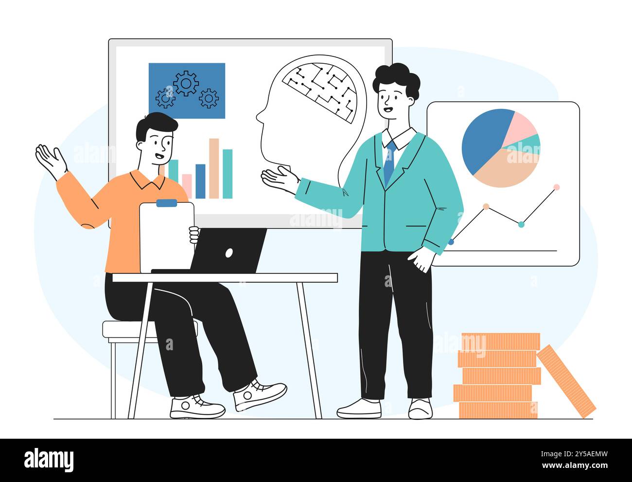 Colleagues discussing drawing sitting Cut Out Stock Images & Pictures ...