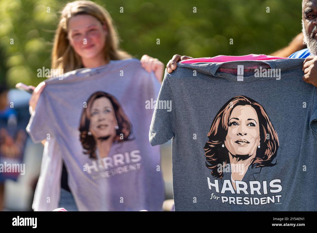 Atlanta, Georgia, USA. Sep 20, 2024. Kamala Harris T-shirts being sold ...