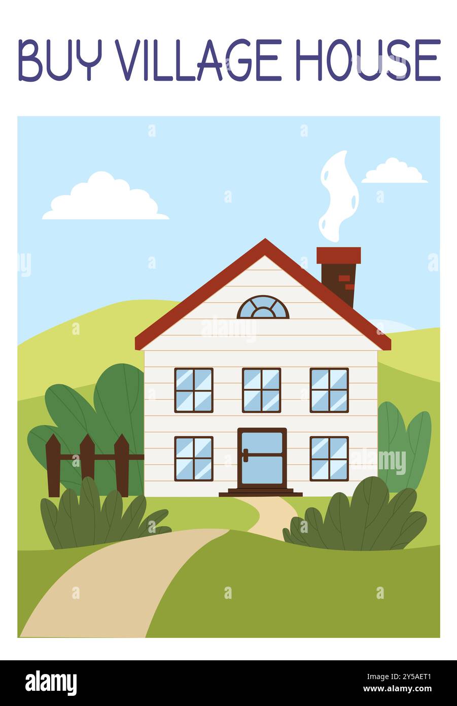Buy village house poster. Cottage and townhouse. Facade and exterior ...
