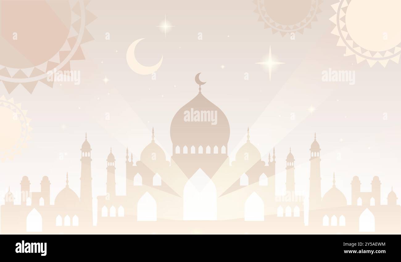 Islamic mosque background. Silhouette of mosque with domes and spires ...