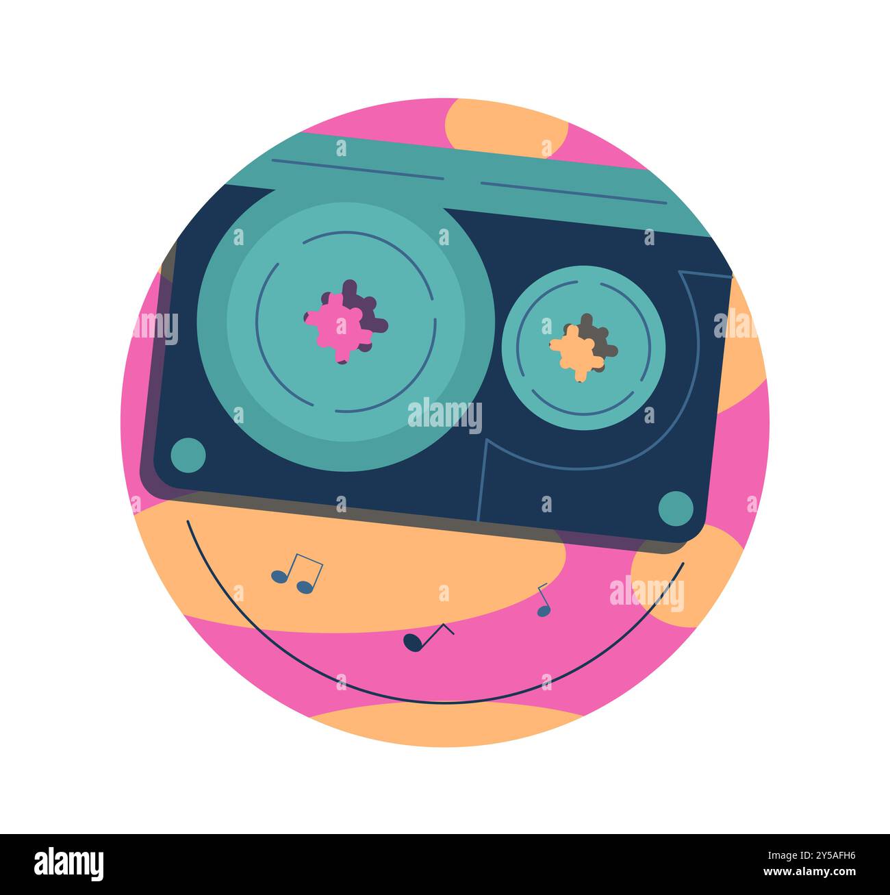 Music element sticker. Audio cassette player. Retro audio equipment ...