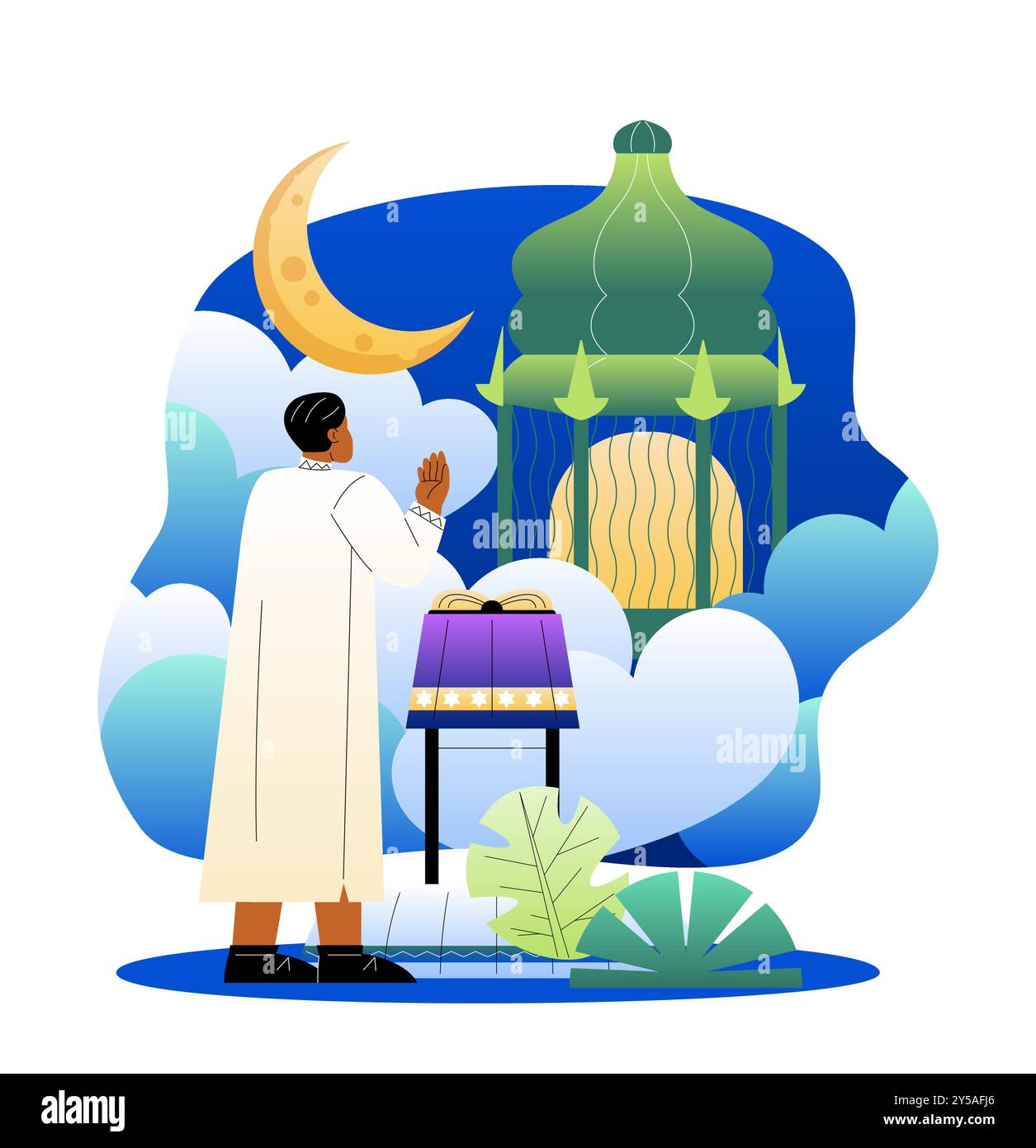 Person with ramadan. Man in traditional east asian standing near of ...