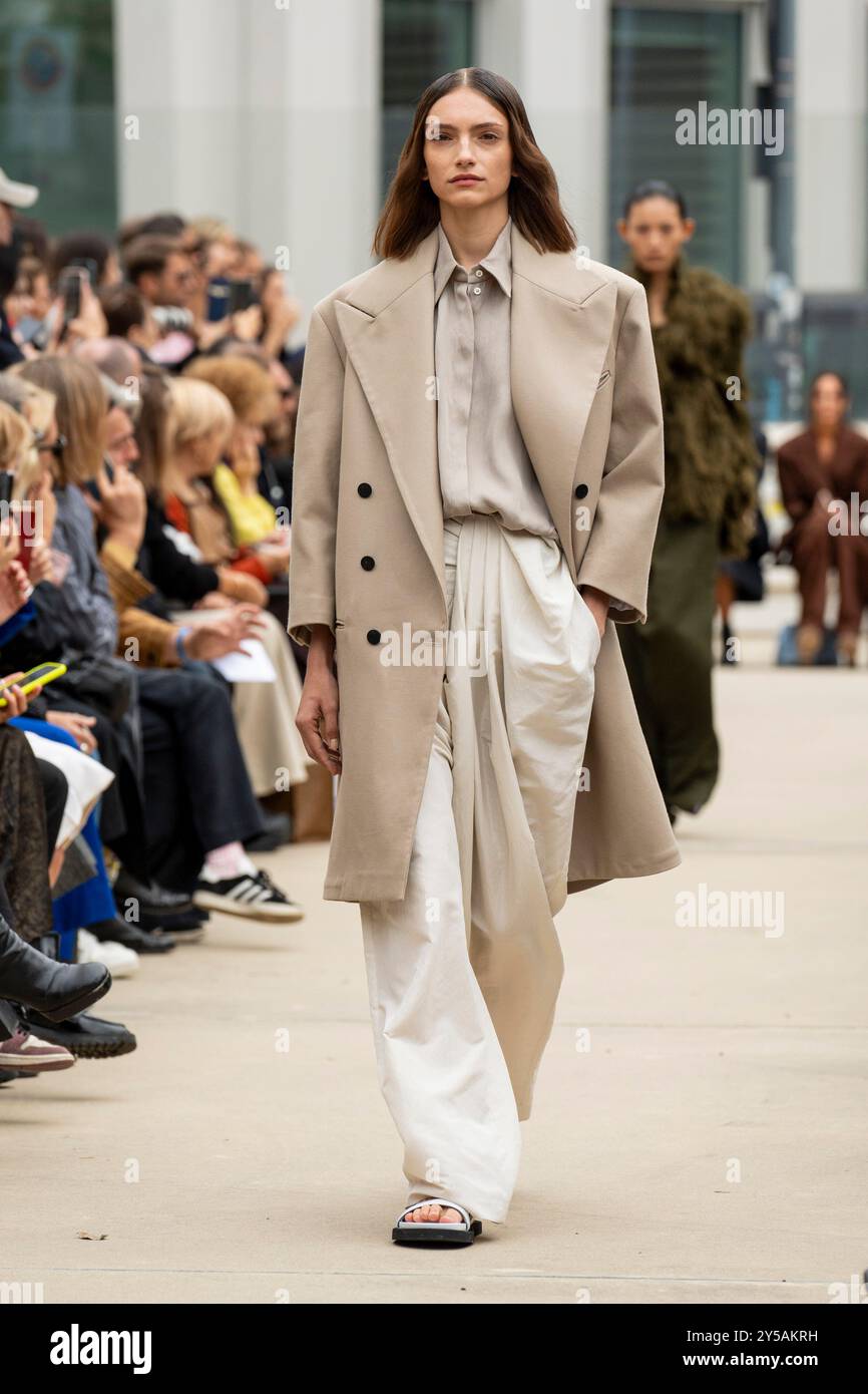 Milan, Italy. 20th Sep, 2024. A model walks the runway at the ...