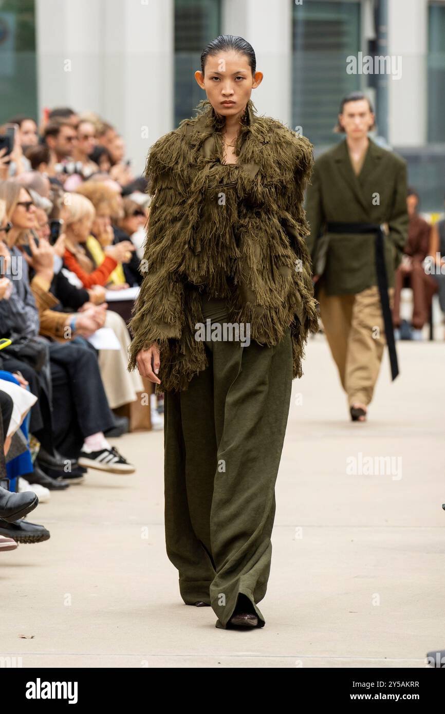 Milan, Italy. 20th Sep, 2024. A model walks the runway at the ...