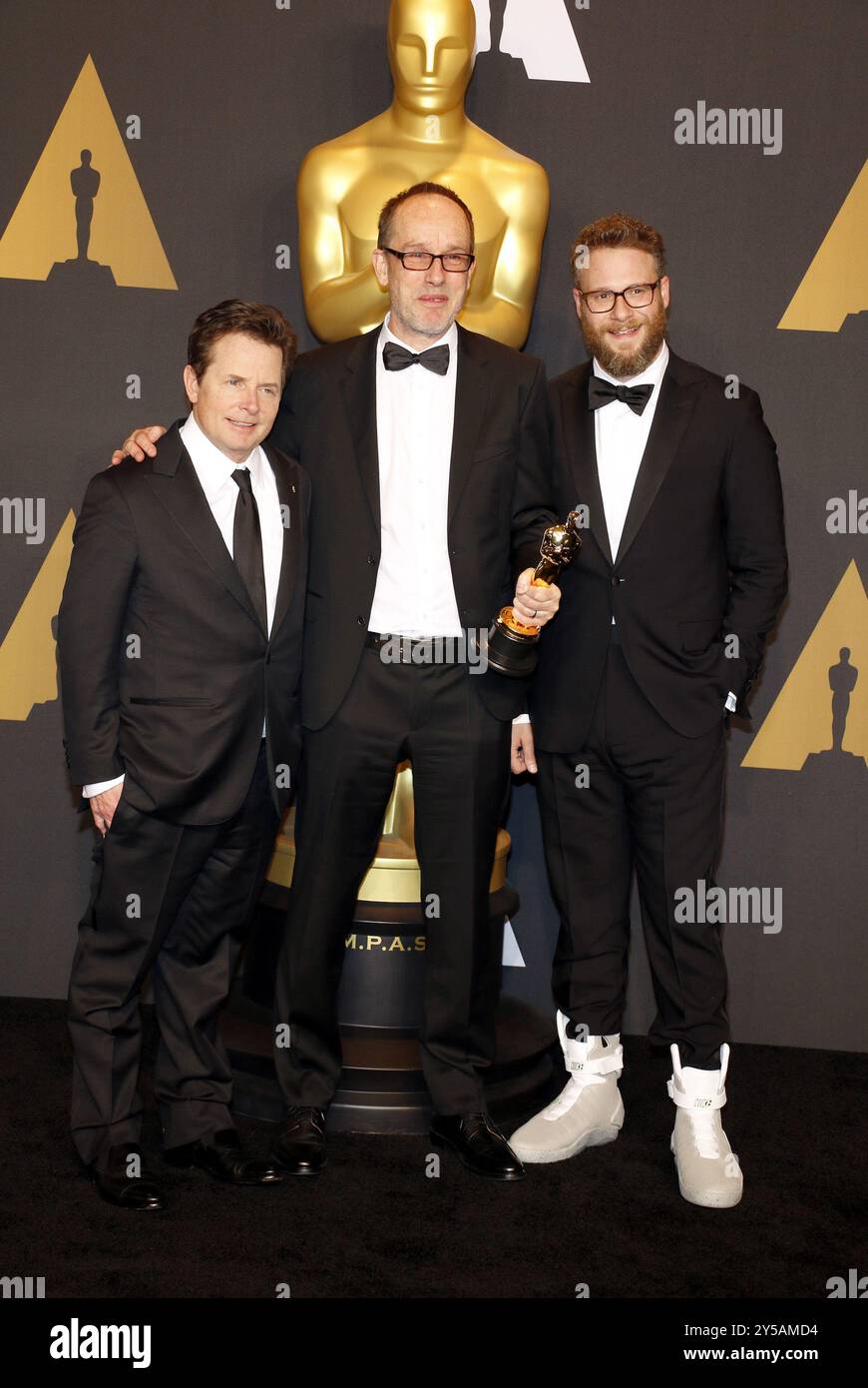 John Gilbert, Seth Rogen and Michael J. Fox at the 89th Annual Academy ...