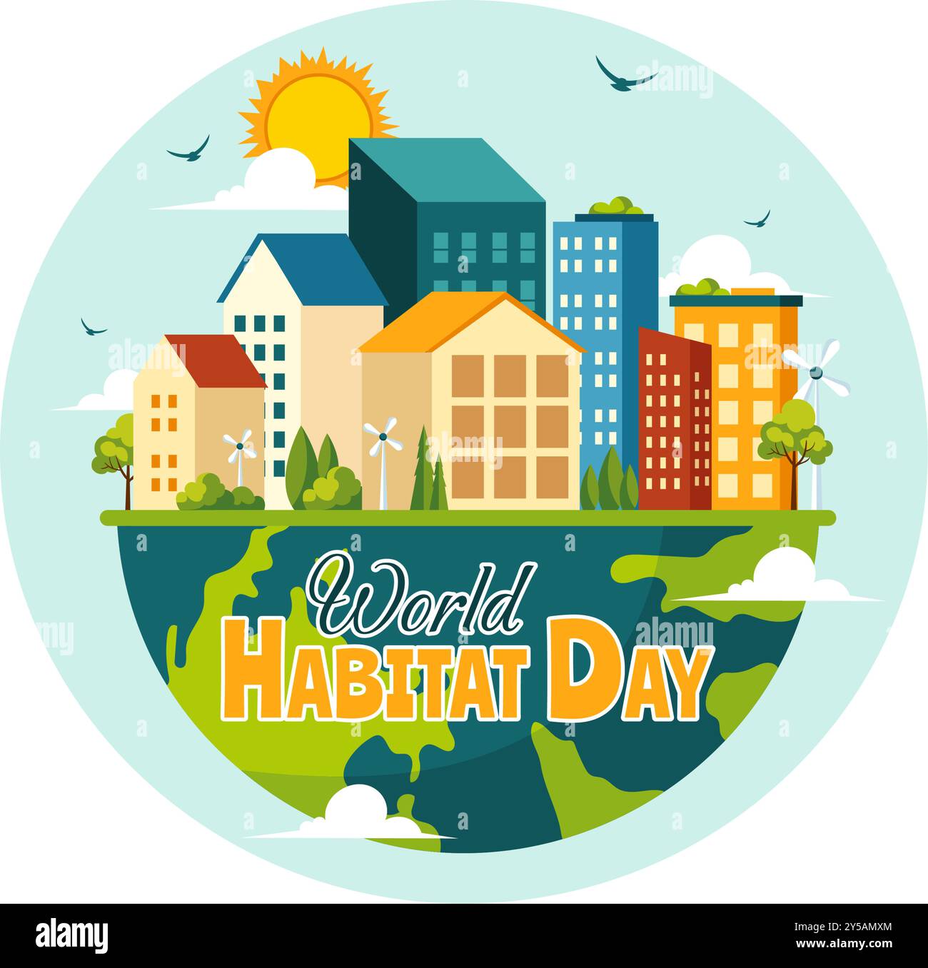 World Habitat Day Vector Illustration on 3 October, featuring a Clean ...