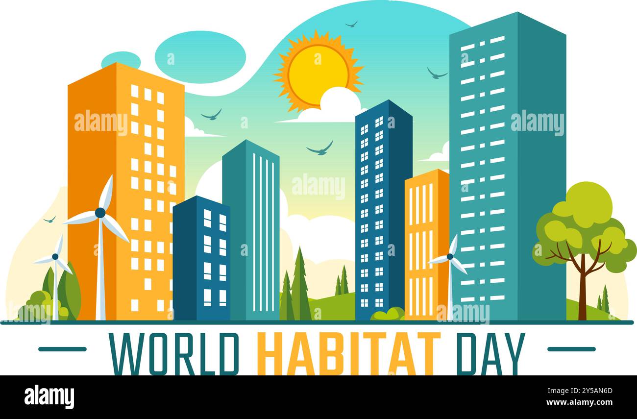 World Habitat Day Vector Illustration on 3 October, featuring a Clean ...