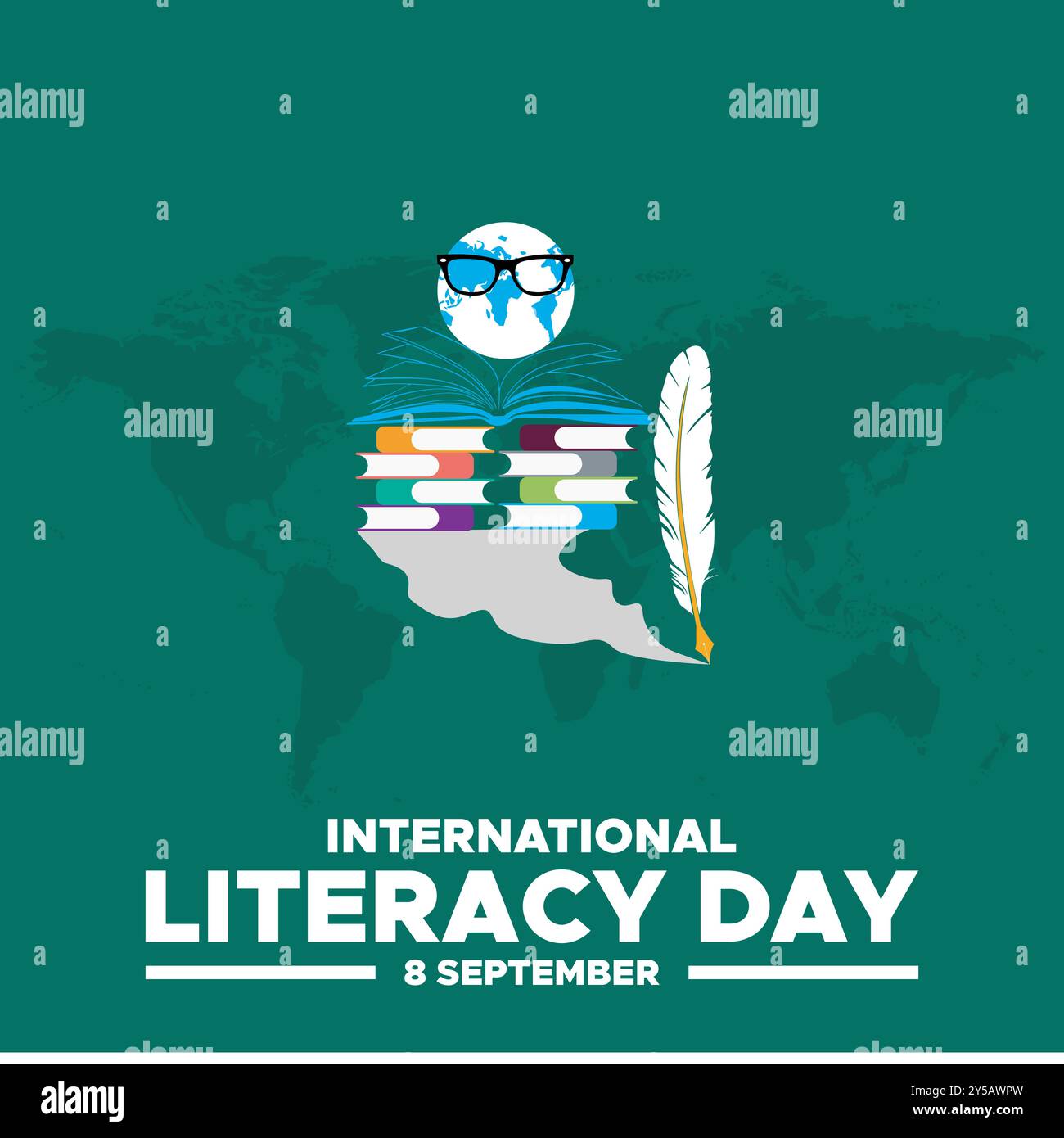 international literacy day, 8 September, literacy day greeting card ...