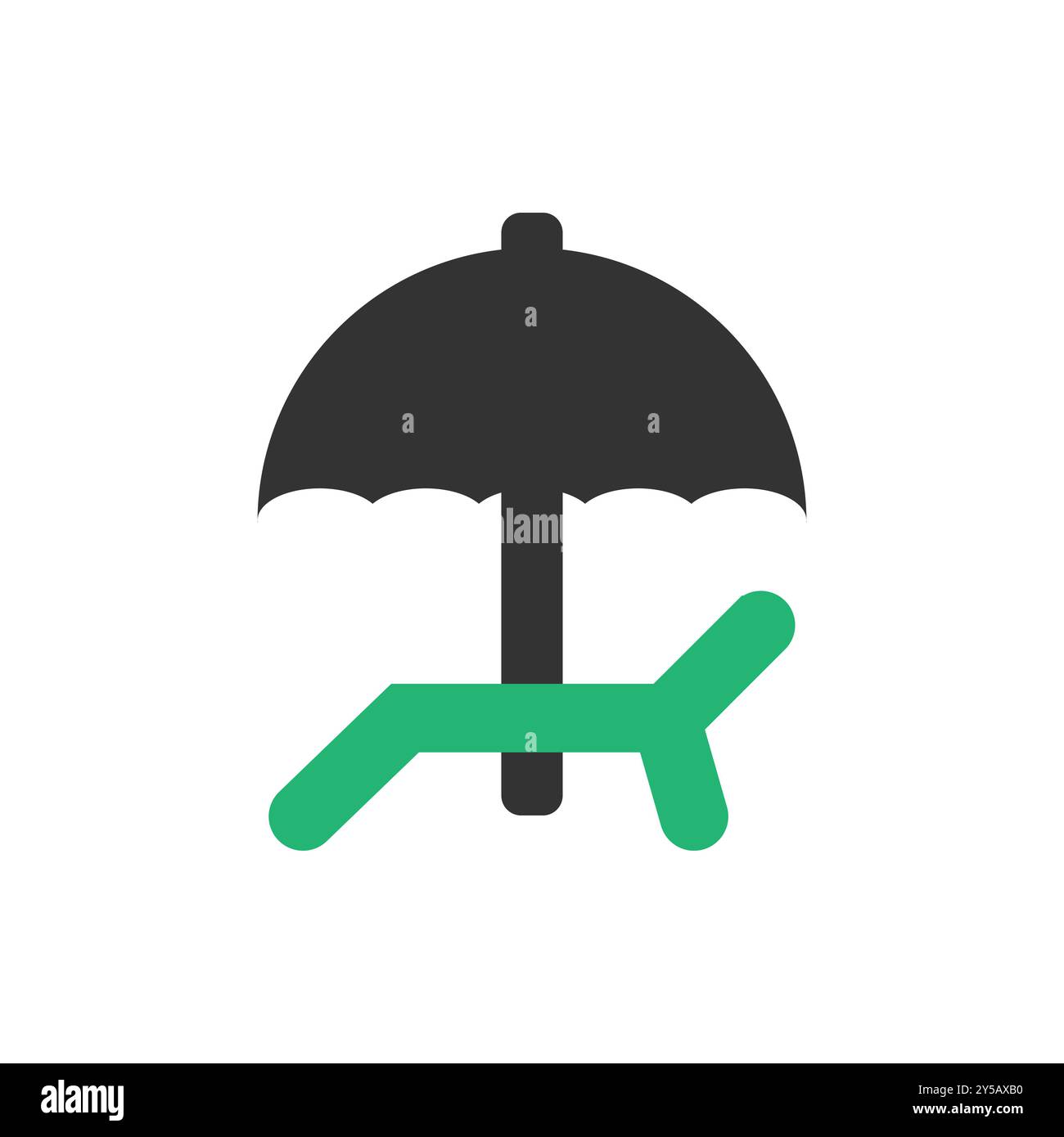 Beach Lounge Icon with Umbrella and Chair. icon depicting a beach scene ...