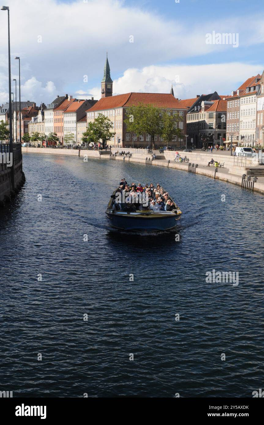 Copenhagen/ Denmark/12 September 2024/ Travelers boat ride canal tours ...